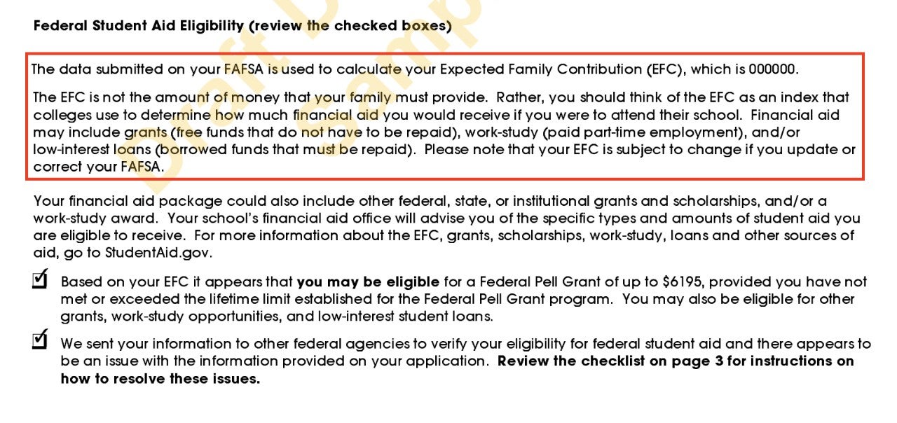 How to Read a Student Aid Report