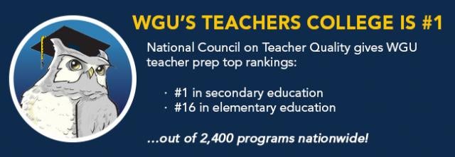 WGU Teachers College Earns #1 Ranking